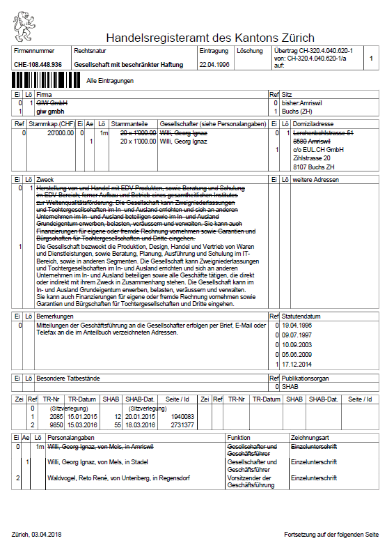 Handelsregisterauszug